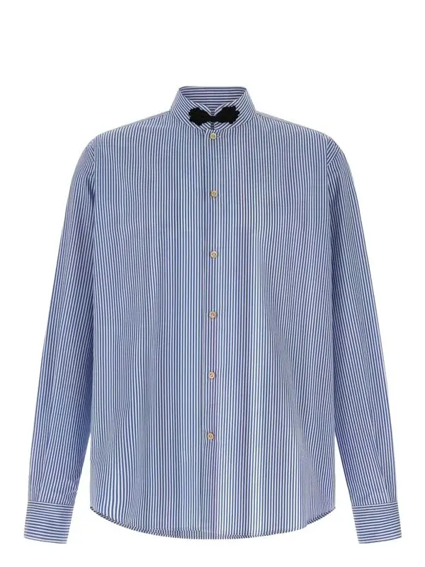 Valentino Garavani Long-sleeved Striped Cotton Shirt With Toggle - Blue