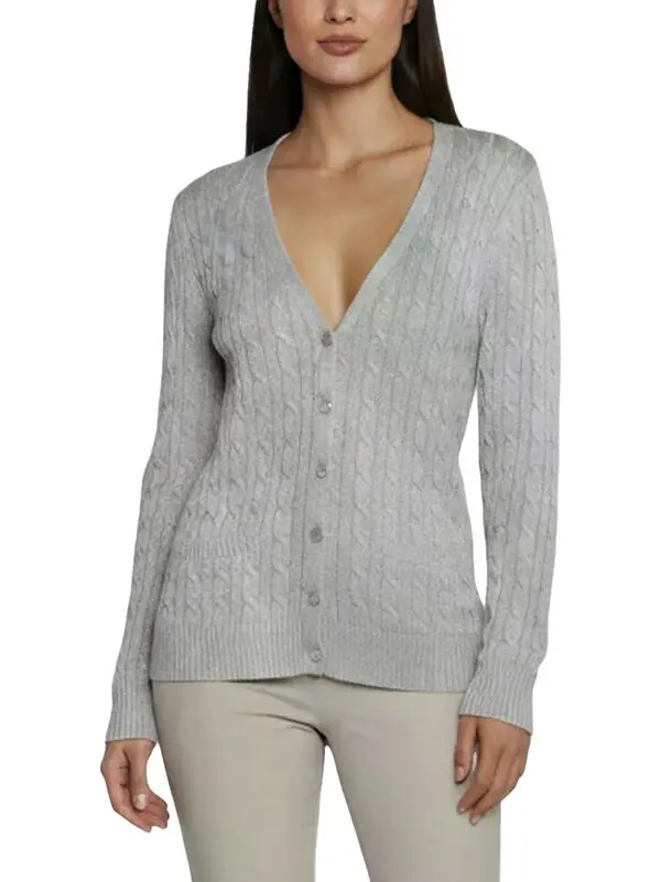 Ralph Lauren Cable-knit V-neck Cardigan - Silver