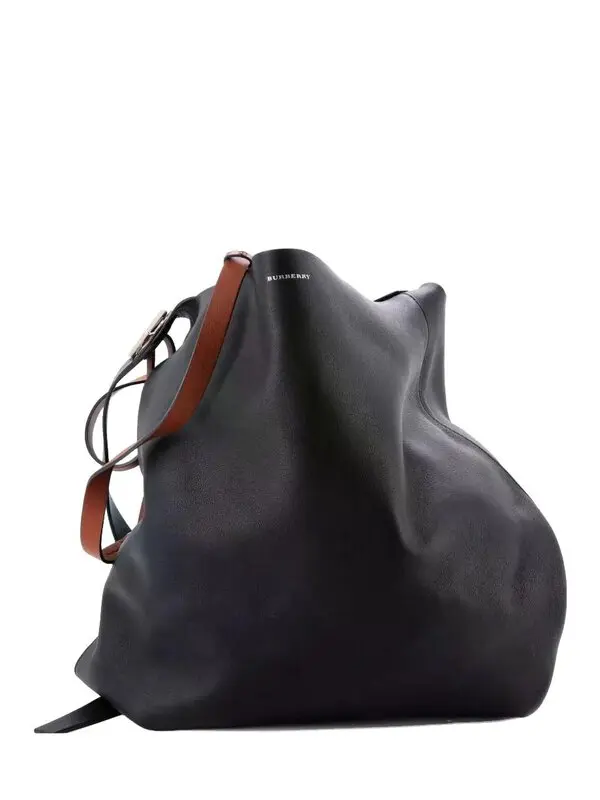 Burberry Grommet Leather Medium Hobo Bag - Black