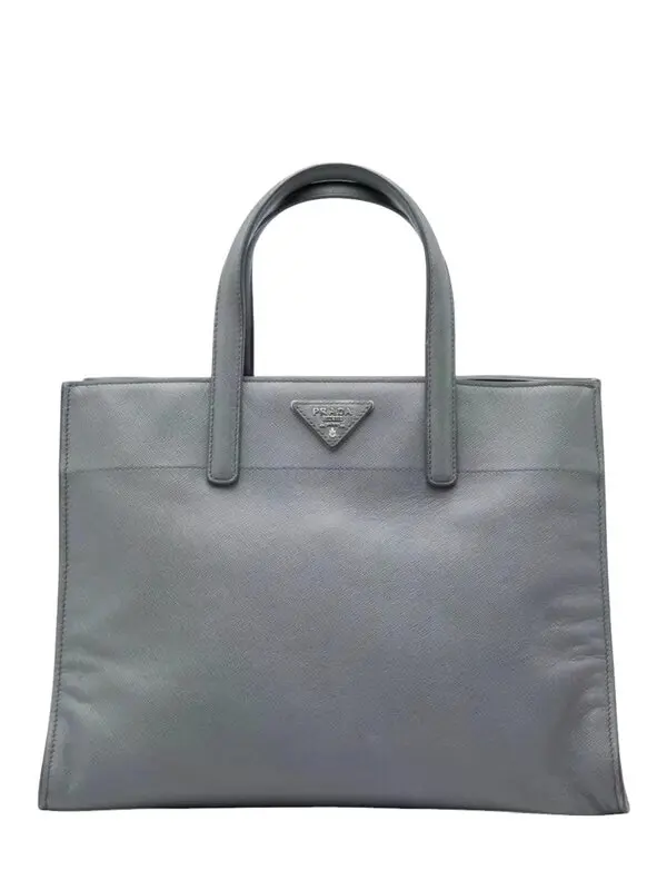 Prada 2010-2026 Saffiano Soft Triple Pocket Tote Satchel - Grey