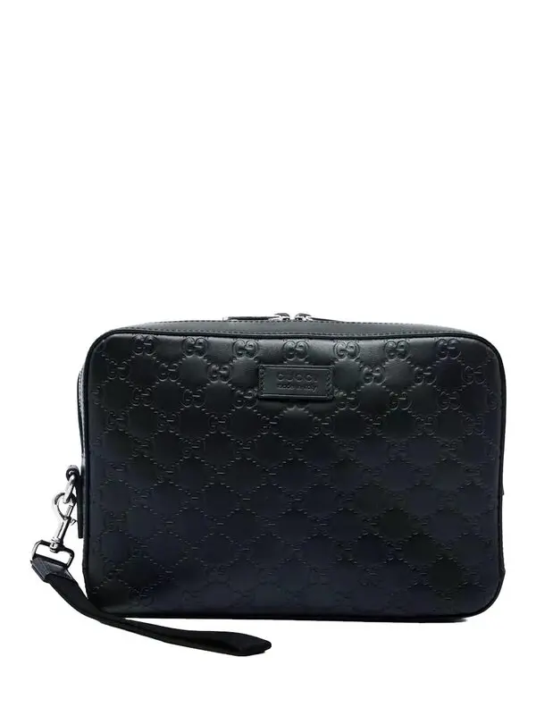 Gucci 2016-2026 Guccissima Wristlet Clutch Bag - Black