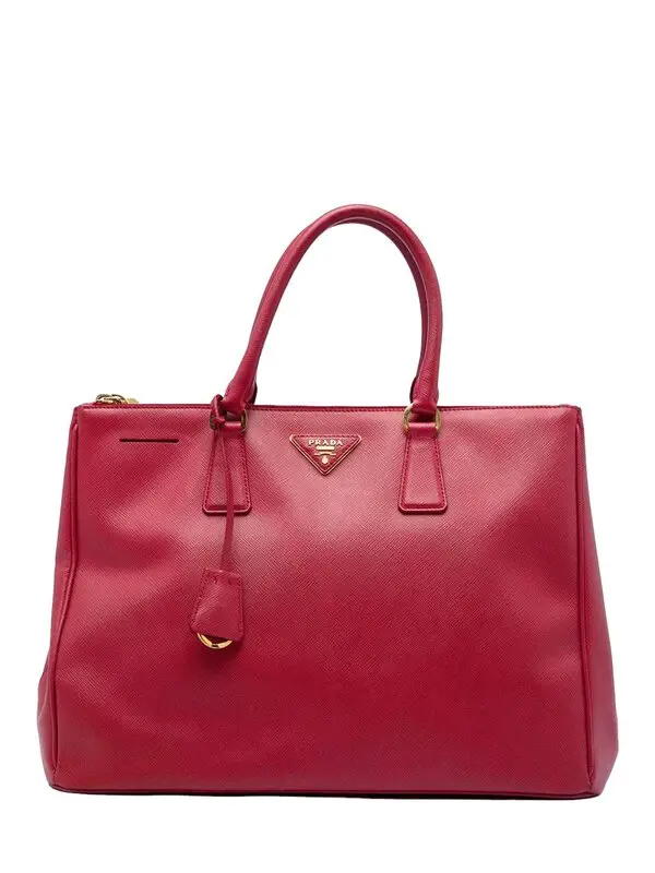 Prada 2013-2026 Large Saffiano Lux Galleria Double Zip Tote Bag - Red