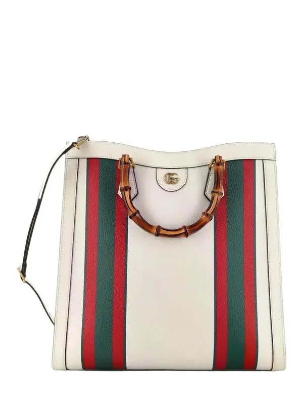 Gucci Diana Nm Bamboo Handle Printed Leather Large Tote Bag - Neutrals
