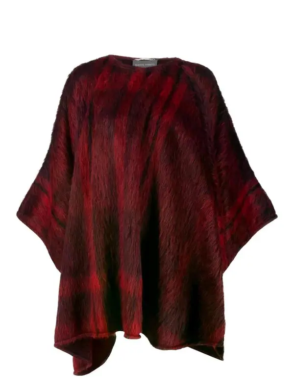 Alberta Ferretti Tartan-pattern Brushed Cape - Red