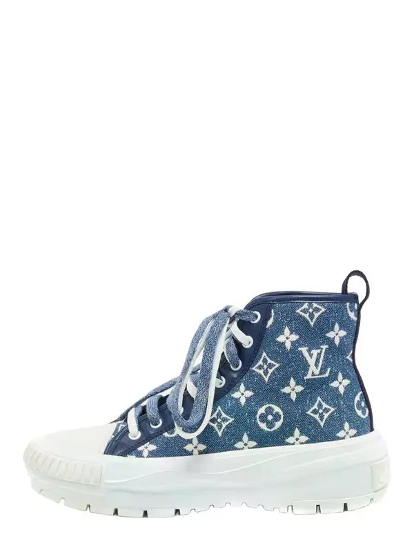LOUIS VUITTON Squad Monogram Denim Sneakers - Blue