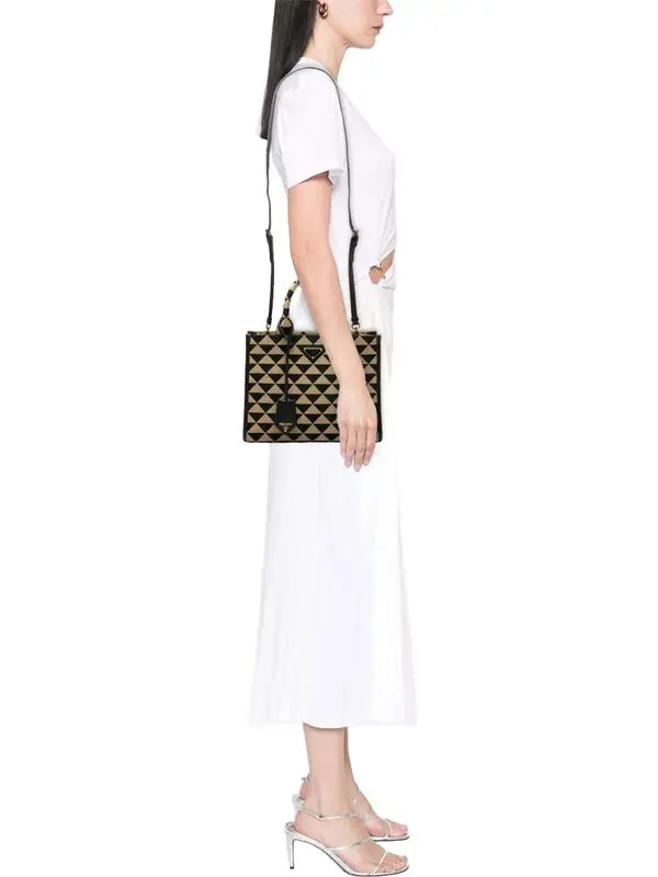 Prada 2013-2026 Small Canvas Symbole Triangolo Satchel - Black
