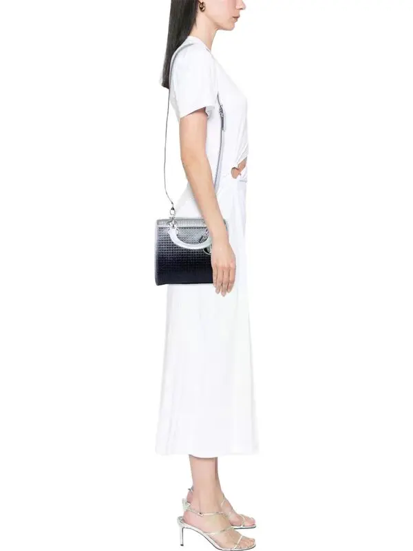 Dior 2016 Medium Ombre Metallic Patent Microcannage Lady Satchel - Silver