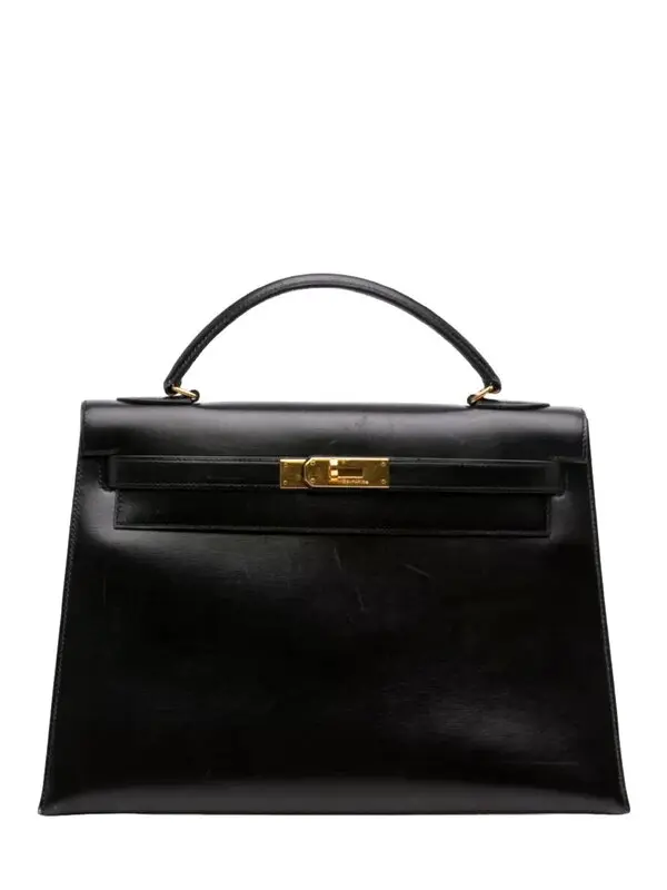 Hermès 1986 Box Calf Kelly Sellier 32 Satchel - Black