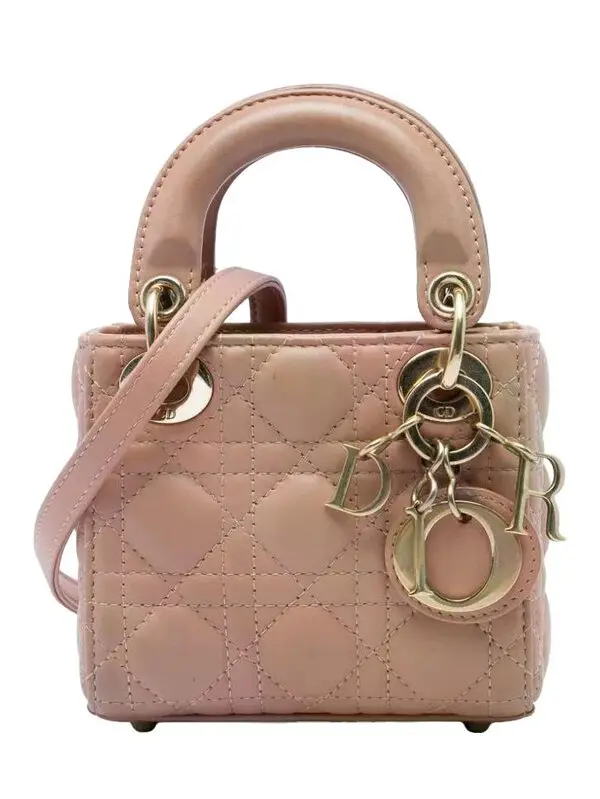 Dior 2021 Micro Lambskin Cannage Lady Satchel - Brown