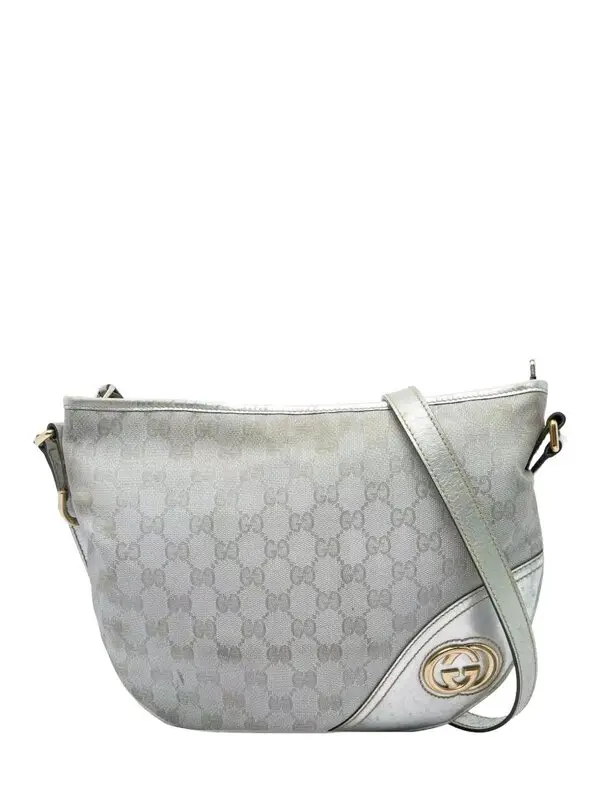 Gucci 2016-2026 Medium Gg Canvas New Britt Half Moon Crossbody Bag - Silver