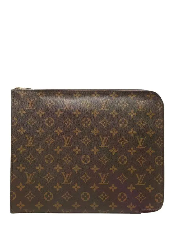 LOUIS VUITTON 1991 Monogram Poche Documents Portfolio 30 Clutch Bag - Brown
