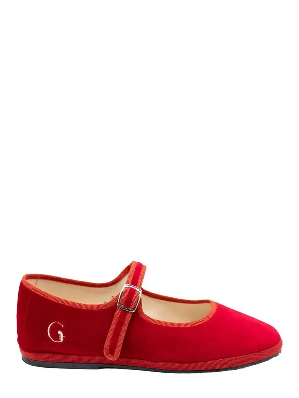 GONDOLINA SHOES Opera Mary Jane Ruby Velvet Made In Italy - Red