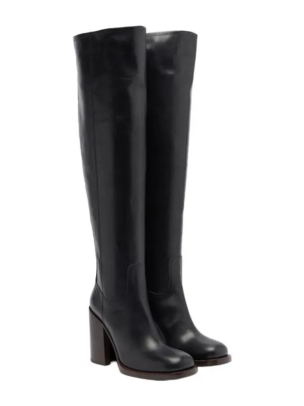 Dries Van Noten Leather Over-the-knee Boots - Black