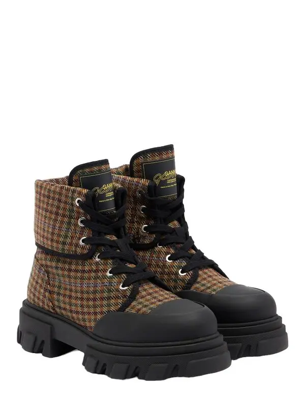 GANNI Checked Combat Boots - Multicoloured