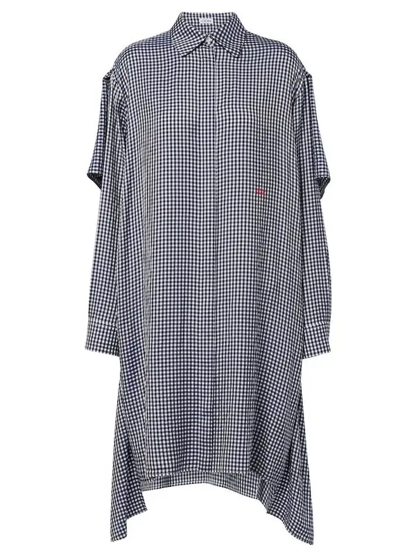 Loewe Gingham Silk Shirt Dress - Blue