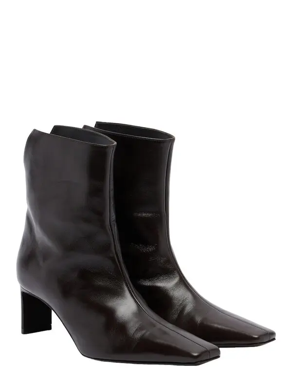 Khaite Ona Leather Ankle Boots - Brown