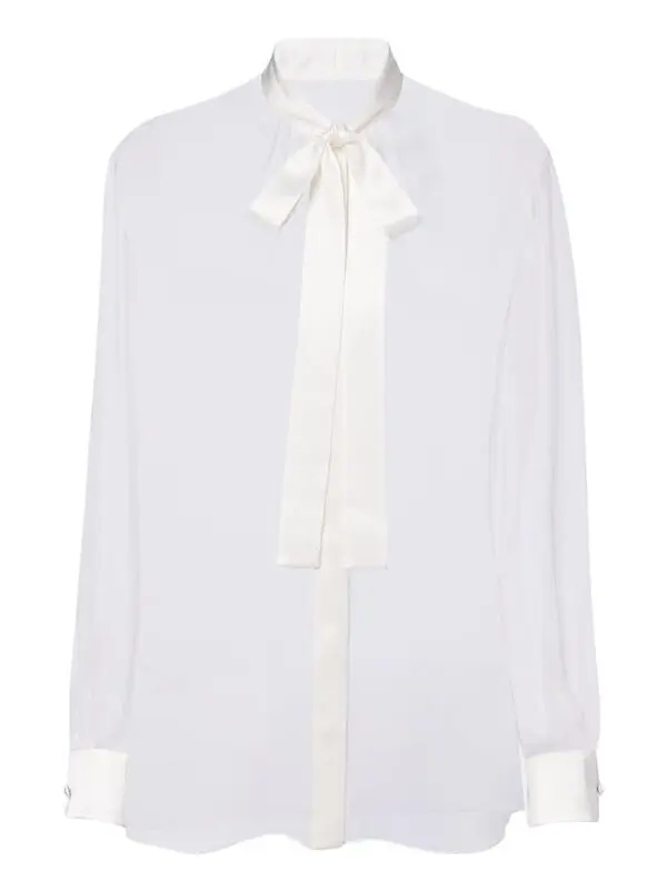 Dolce & Gabbana Bow-detail Silk Chiffon Blouse - White