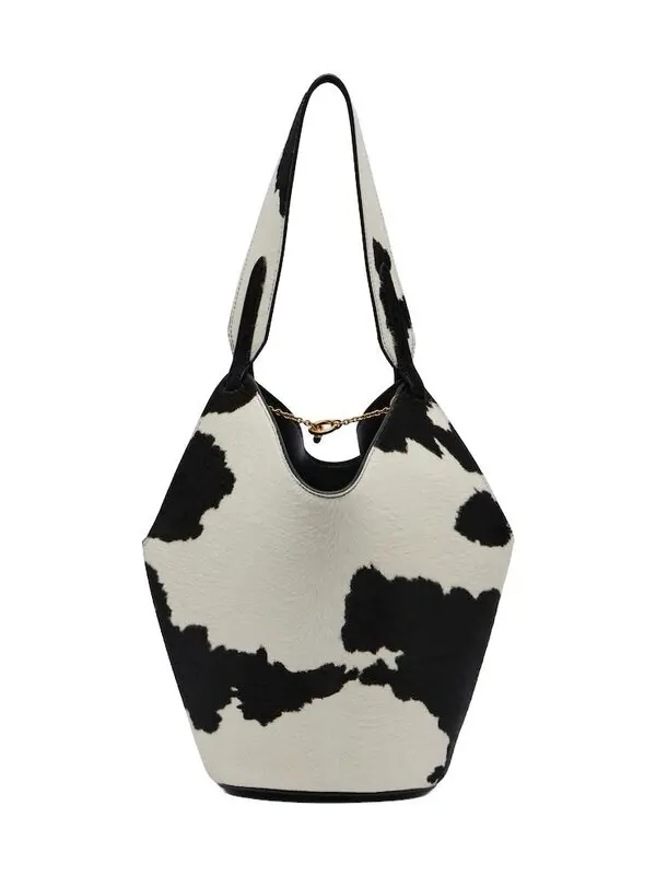 Khaite Lotus Mini Calf Hair And Suede Tote Bag - Black