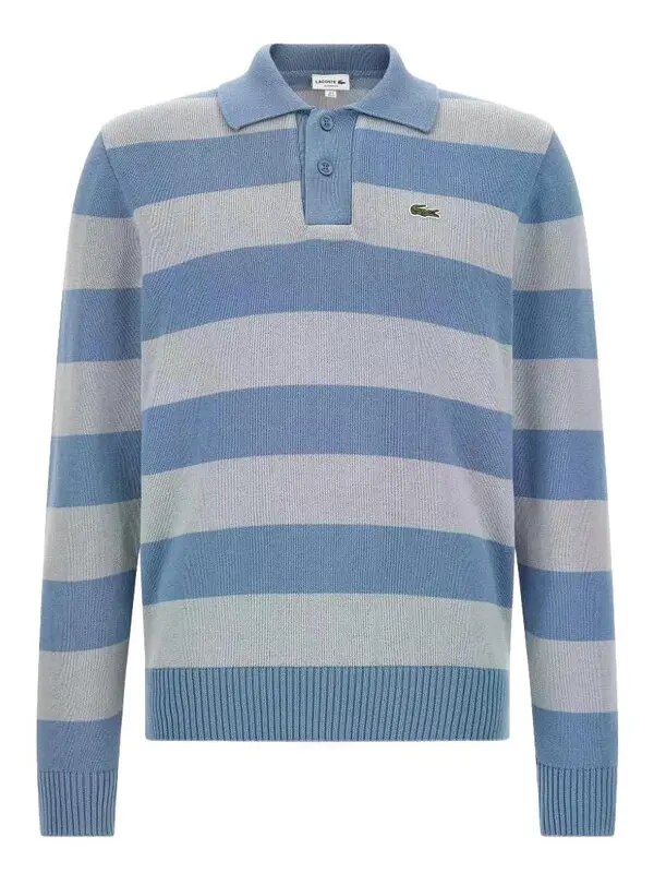 Lacoste Striped Long-sleeve Polo Shirt - Blue