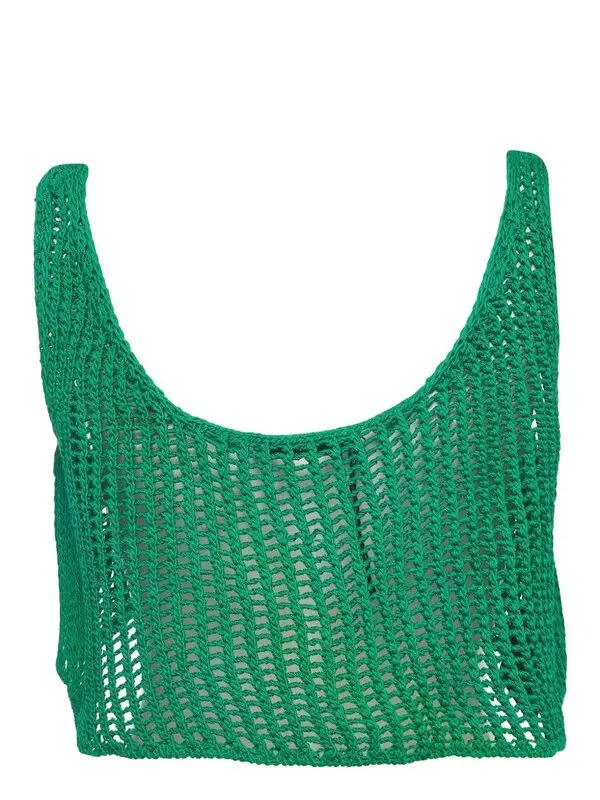 Prada Logo-embroidered Crochet Top - Green