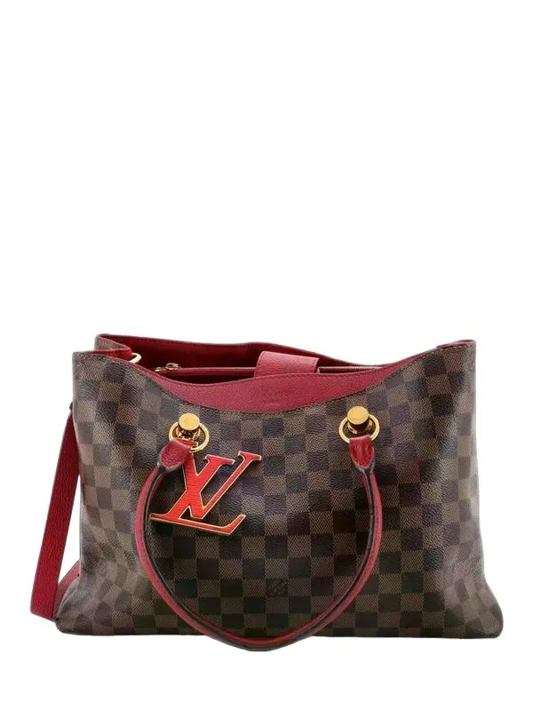LOUIS VUITTON Riverside Handbag Damier With Leather Tote Bag - Brown