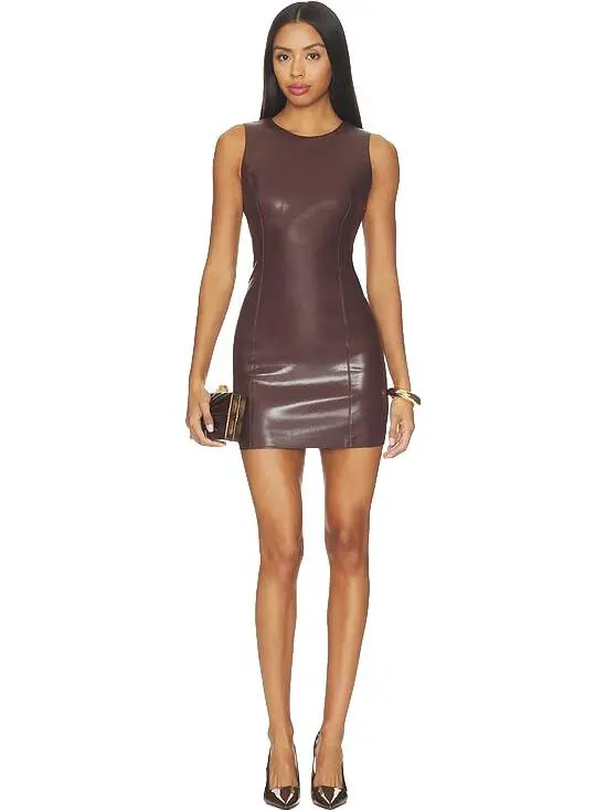 Alice + Olivia Lena Faux Leather Mini Dress In . Also - Chocolate