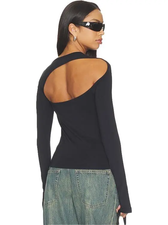 Helmut Lang Asymmetrical Cutout Top In . Also - Black