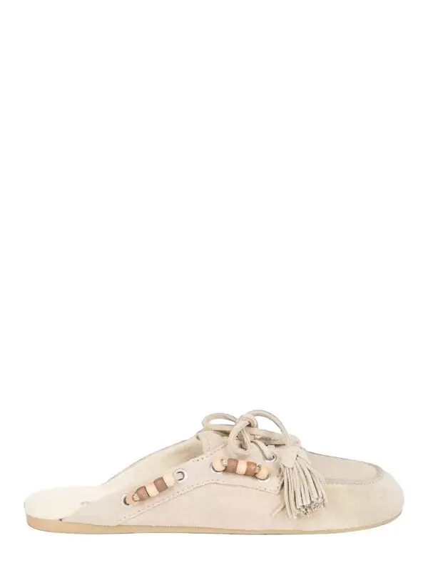 Miu Miu Suede Deck Mules - Neutrals