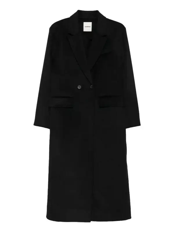 Sandro Stud-embellished Double-breasted Coat - Black