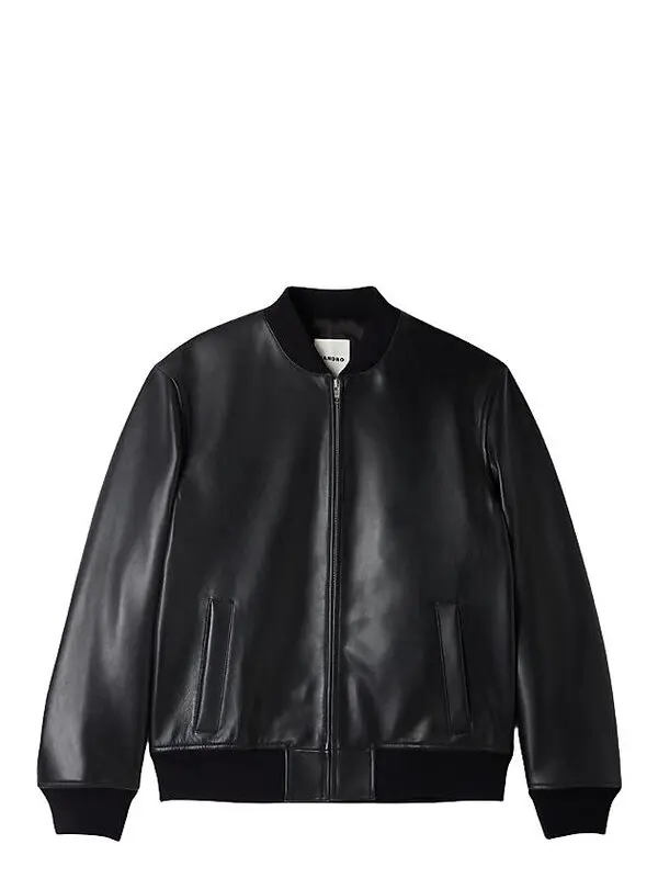 Sandro Zipped Regular-fit Leather Bomber Jacket - Black