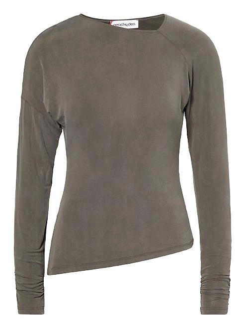 PEACHY DEN Kylie Long-sleeve Woven Top - Deep Forest