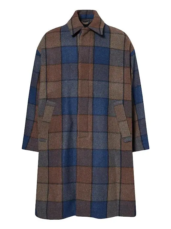 SONG FOR THE MUTE Coach Check Long Wool Coat - Multi