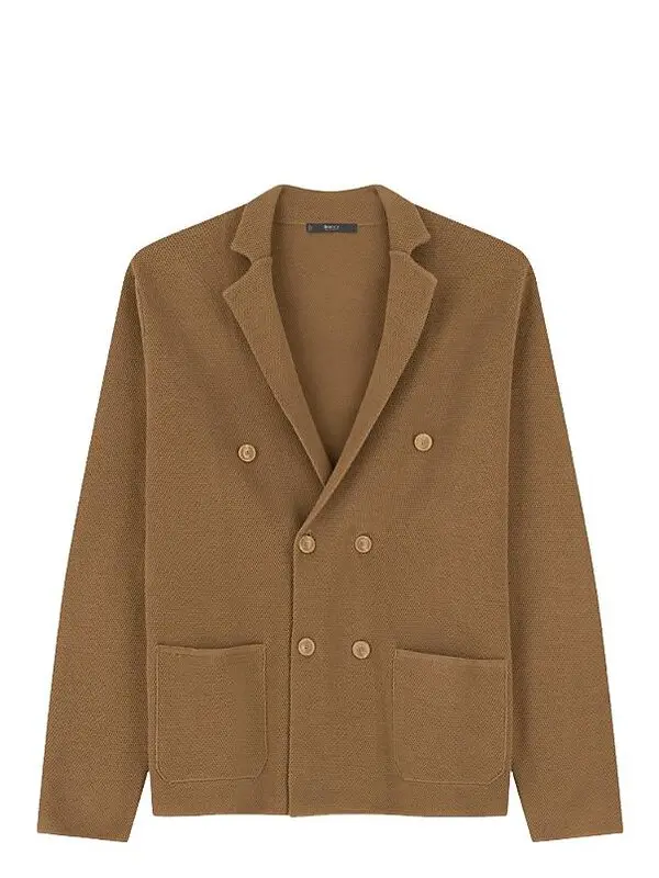 Boggi Milano Double-breasted Regular-fit Merino Wool Jacket - Biscuit