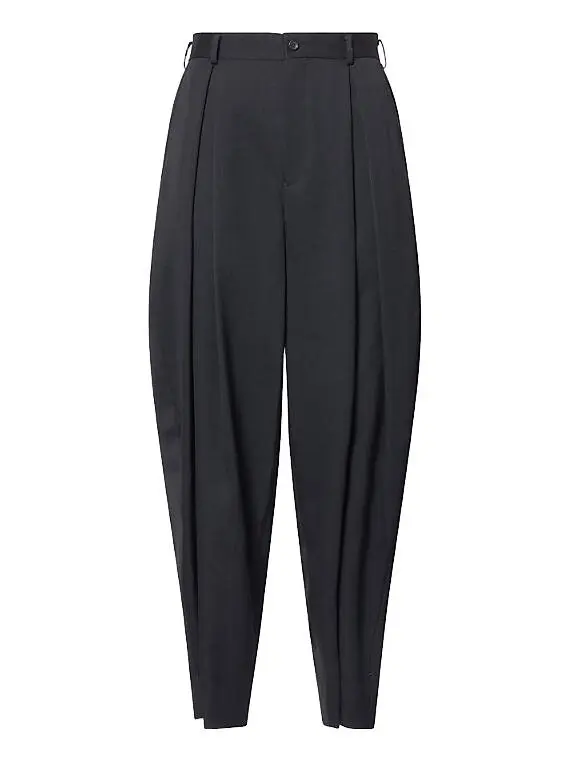 Comme Des Garçons Tapered Pleat Wide-leg Wool Trousers - Black