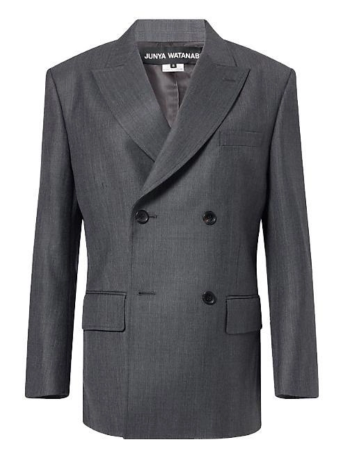Junya Watanabe Double-breasted Peak-lapel Wool Blazer - Grey