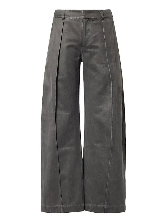OUDE WAAG Retro Wide-leg Denim Trousers - Dark Grey