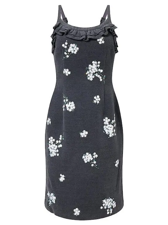 SHUSHU/TONG Sequin-embellished Cami-strap Wool-blend Midi Dress - Grey