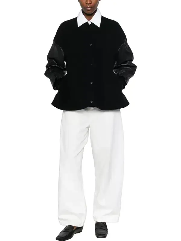 TOTEME Leather-sleeve Bomber Jacket - Black
