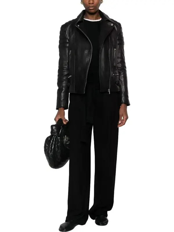 TOTEME Leather Biker Jacket - Black