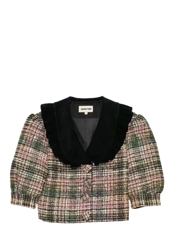 SHUSHU/TONG Patchwork Ruffled-collar Jacket - Red