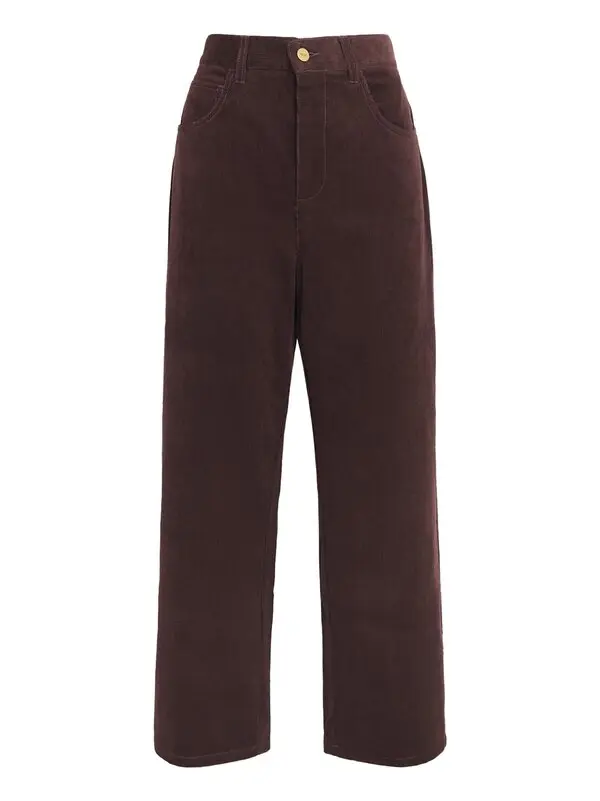Paige Corduroy Arellia High-rise Trousers - Brown