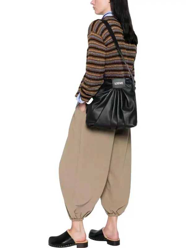 Loewe Draped Logo-patch Shoulder Bag - Black