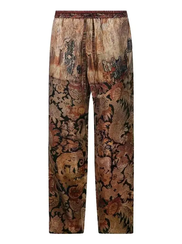 PIERRE-LOUIS MASCIA Aloe Jacquard-woven Drawstring Trousers - Brown