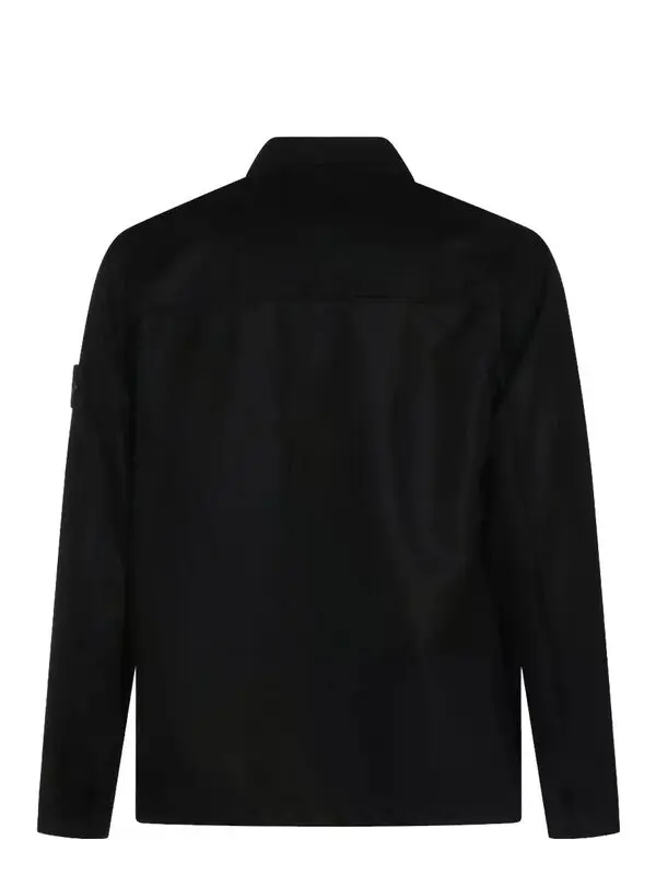 Stone Island Logo-patch Button-up Wool Shirt - Black