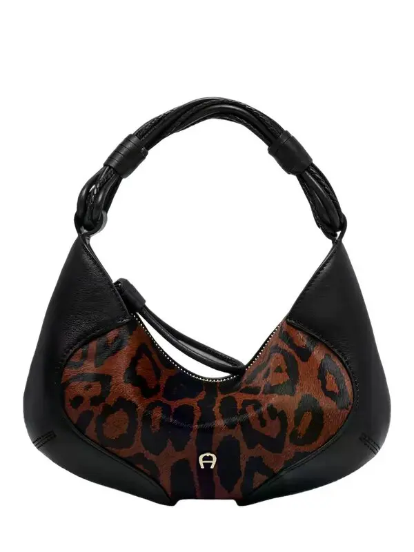 AIGNER Small Giara Ocelot Leopard-print Shoulder Bag - Black