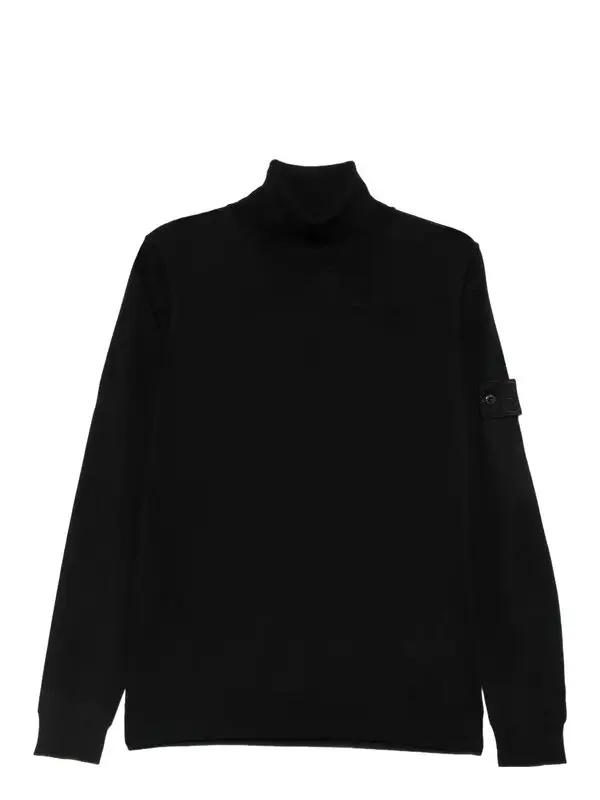 Stone Island Ghost Logo-patch Roll-neck Sweater - Black