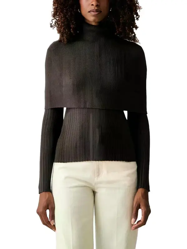 TWINSET Ribbed-knit Detachable-collar Sweater - Brown