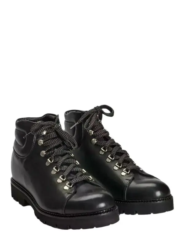 ROBERTO PEPE LUXURY Calfskin Leather Combat Boots - Black