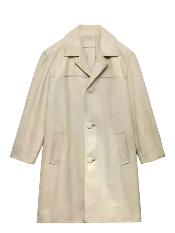 Prada Leather Coat - Neutrals