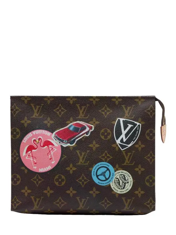 LOUIS VUITTON 2000-2026 Monogram World Tour Toiletry Pouch 26 Clutch Bag - Brown